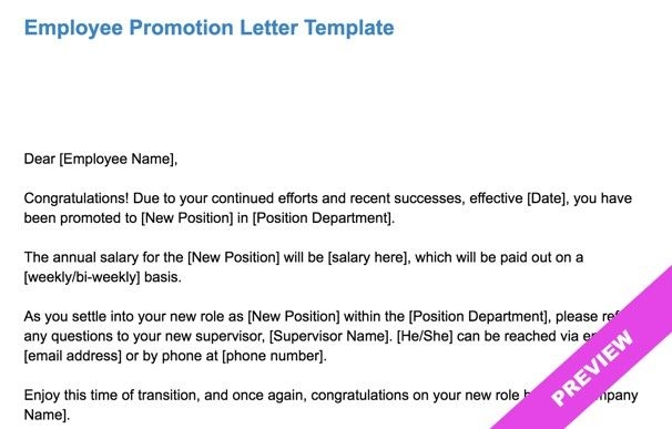 Employee Promotion Letter Template | Hourly Workforce Tracking