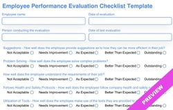 Employee Performance Evaluation Checklist Template | Hourly Workforce ...