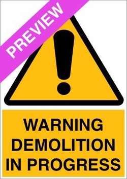 Warning Demolition In Progress Yellow Sign Free Download | Hourly ...