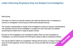 Letter Template For Informing An Employee That They Are Subject To An ...