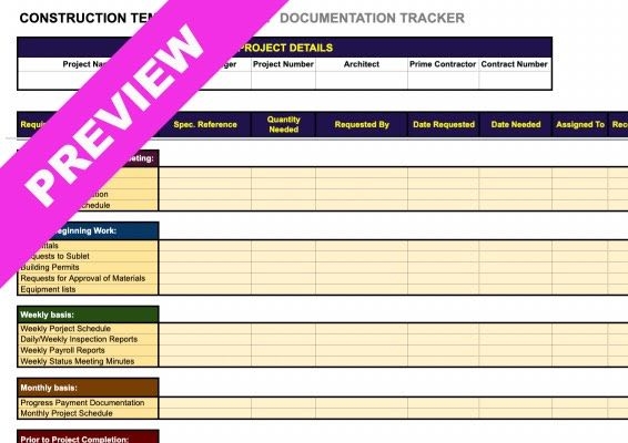 Construction Document Tracker Free Template | Hourly Workforce Tracking
