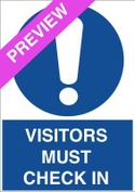 Visitors Must Check In Blue Sign Free Download | Hourly Workforce Tracking