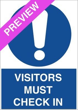 Visitors Must Check In Blue Sign Free Download | Hourly Workforce Tracking